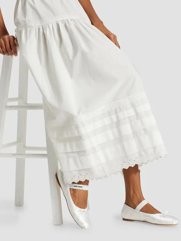 DÔEN Sebastiane Tiered Cotton Maxi Skirt - Powder