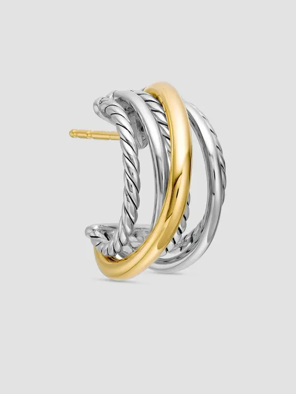 David Yurman Crossover Shrimp Earrings In Sterling With 18k 19.5mm