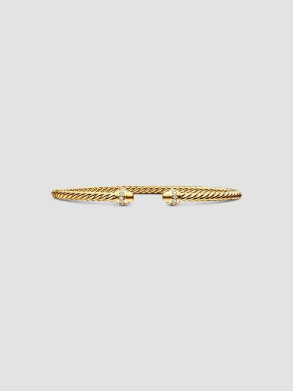 David Yurman Classic Cablespira Bracelet In 18k Yellow Gold And Diamonds - Diamond
