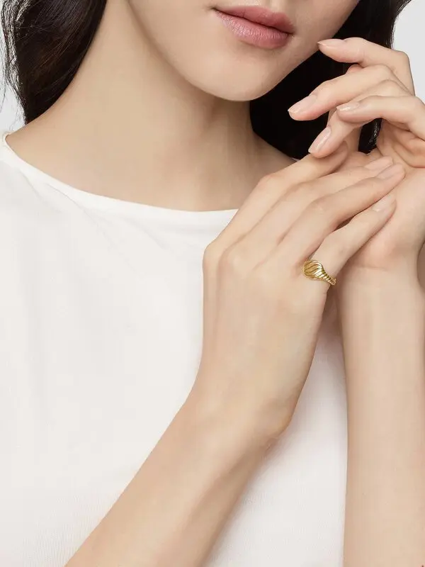 David Yurman Sculpted Cable Pinky Ring In 18k Yellow
