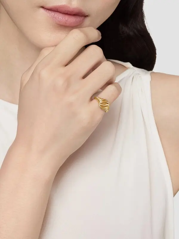 David Yurman Sculpted Cable Pinky Ring In 18k Yellow