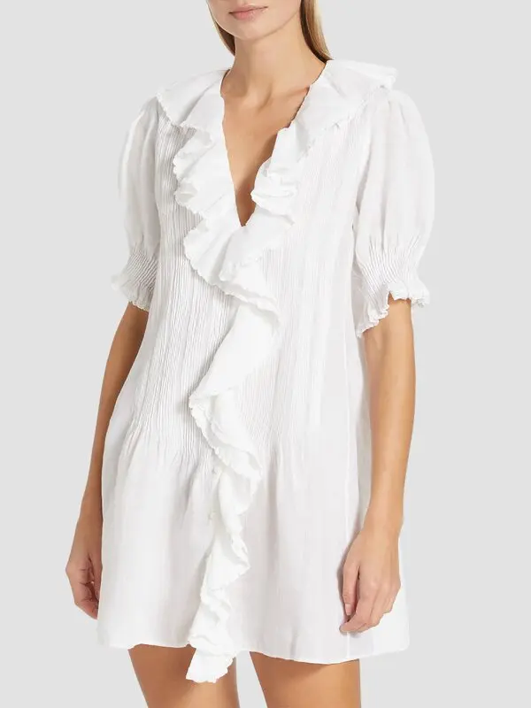 DÔEN Piper Belted Ruffled Minidress