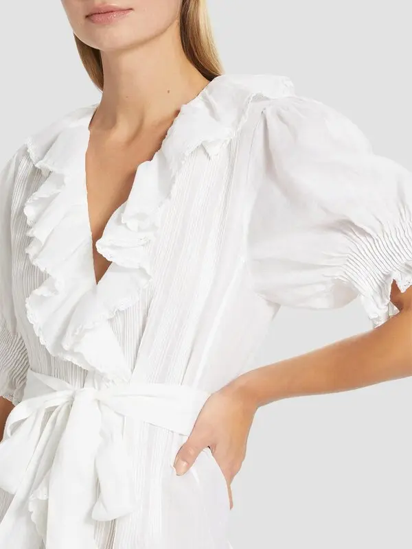 DÔEN Piper Belted Ruffled Minidress