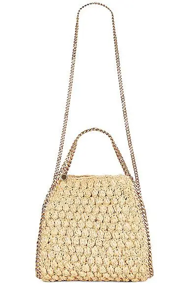 Stella McCartney Mini Falabella Popcorn Crochet Tote Bag In Tan