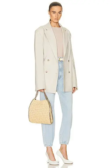 Stella McCartney Mini Falabella Popcorn Crochet Tote Bag In Tan