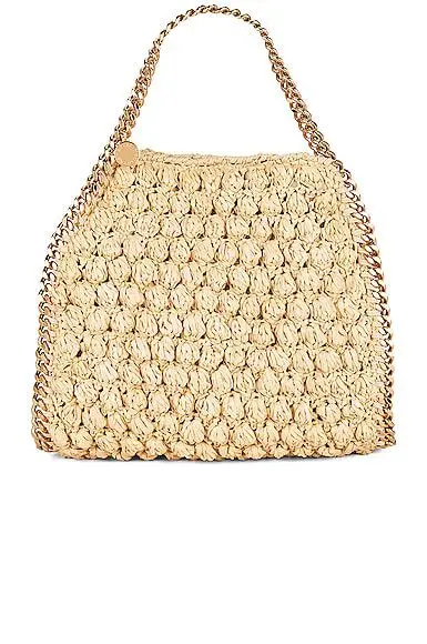 Stella McCartney Mini Falabella Popcorn Crochet Tote Bag In Tan