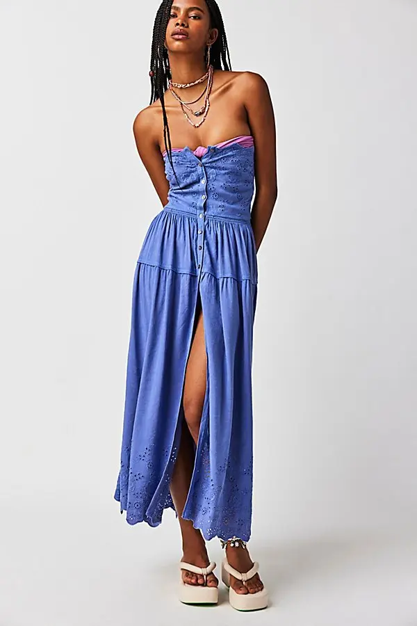 Free People Evelyn Eyelet Midi Dress By In Periwinkle - 41% Off |  Editorialist