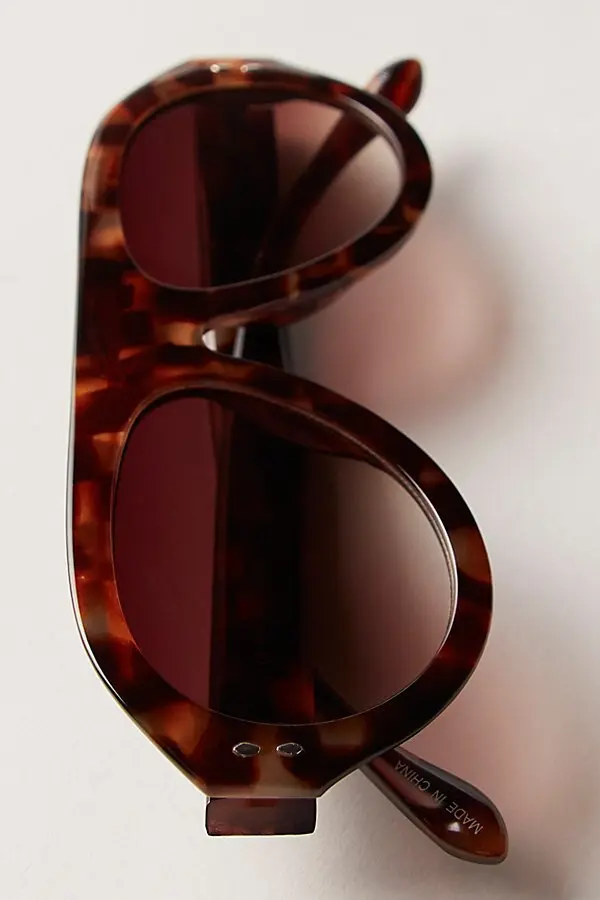 Free People Oversized Aviator Sunglasses - Chocolate Print