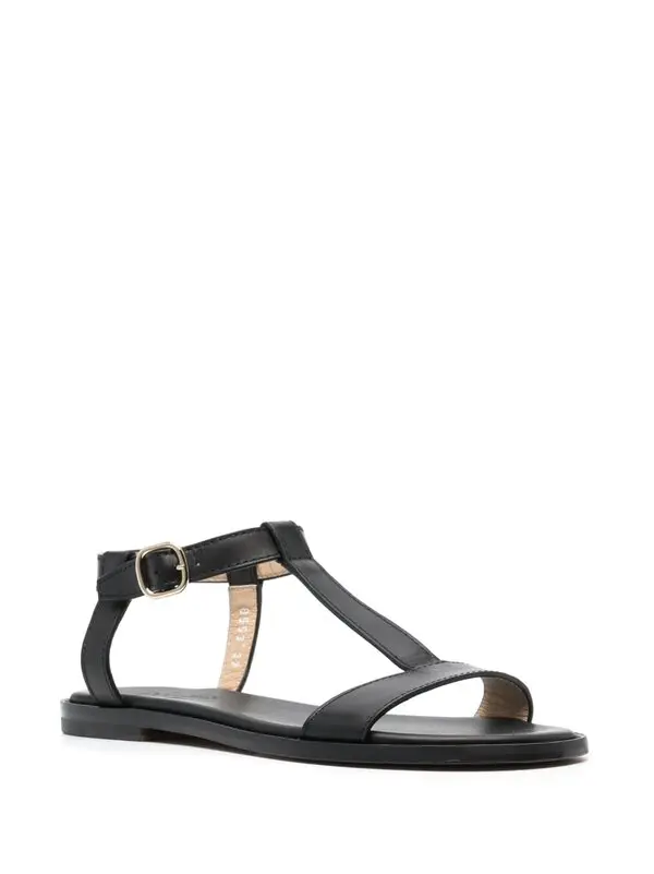 DOUCAL'S Fibbia T-bar Leather Sandals - Black