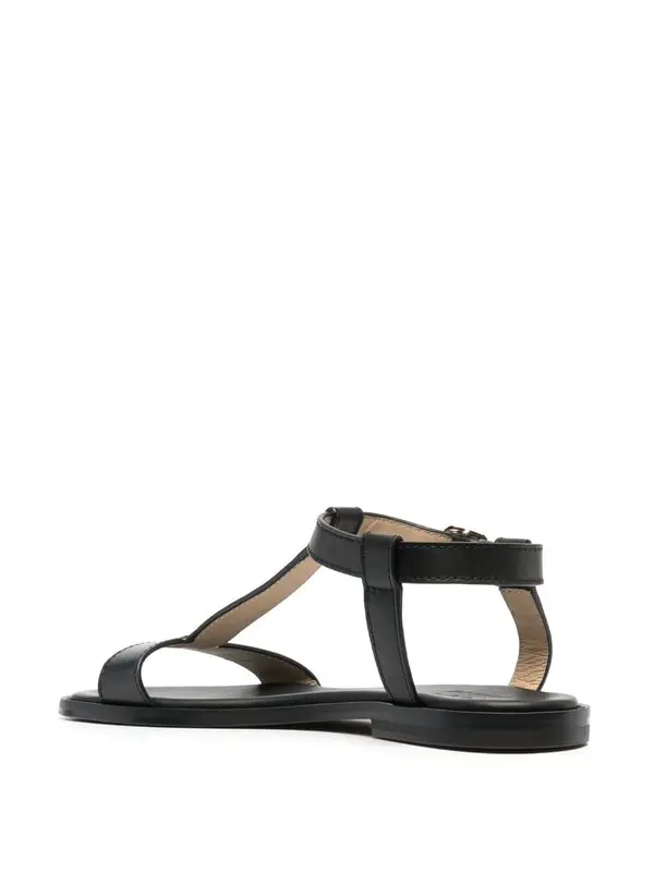 DOUCAL'S Fibbia T-bar Leather Sandals - Black