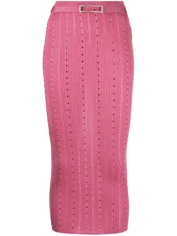 Alessandra Rich Embellished Knitted Midi Skirt