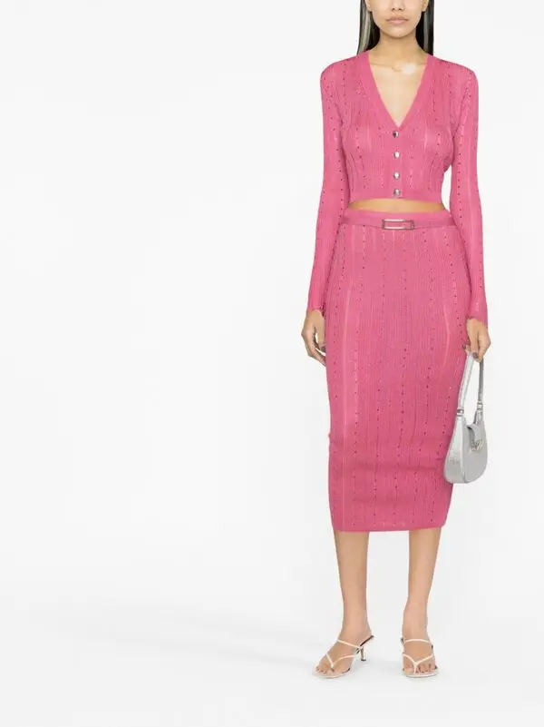 Alessandra Rich Embellished Knitted Midi Skirt