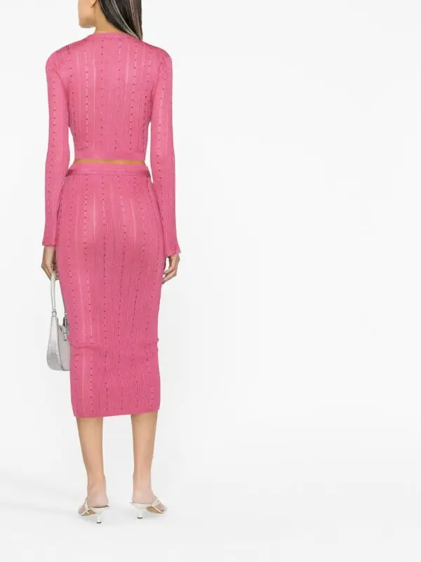 Alessandra Rich Embellished Knitted Midi Skirt