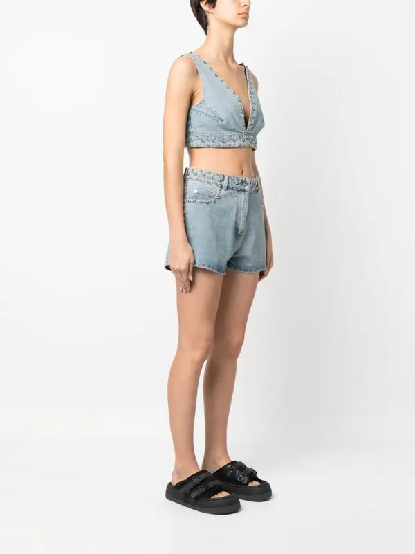 Rabanne Studded Denim Bralette