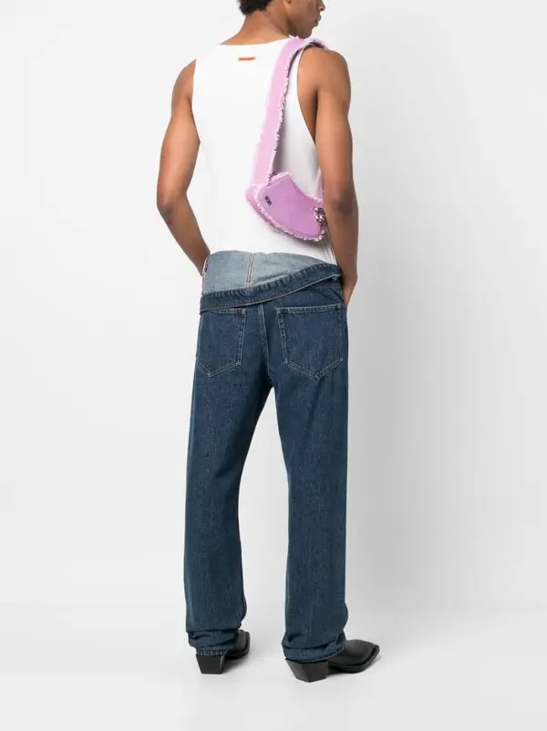Gcds Comma Curved Denim Shoulder Bag - Pink