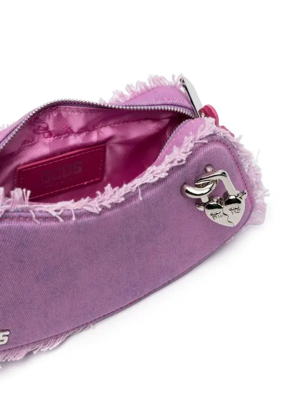 Gcds Comma Curved Denim Shoulder Bag - Pink