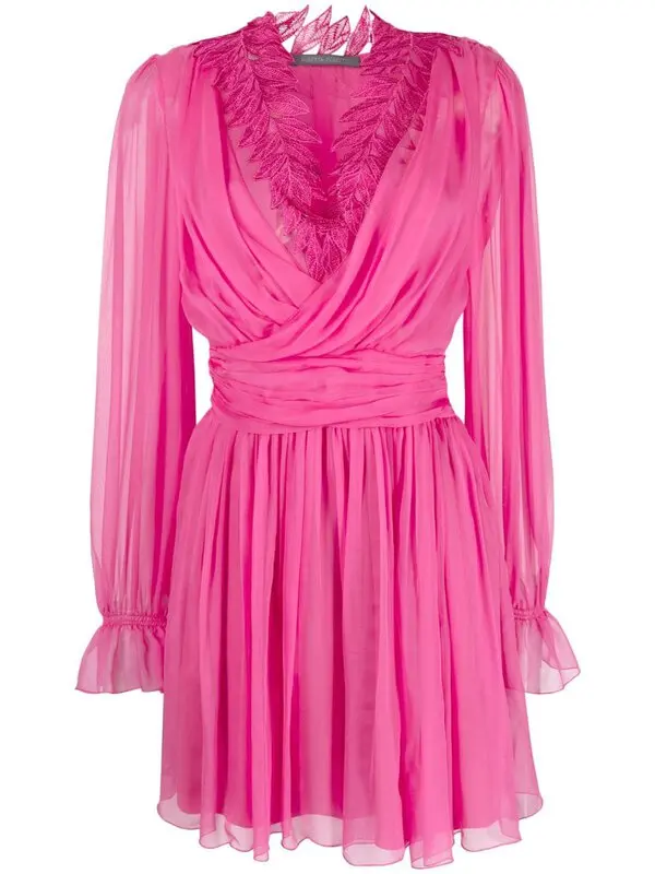 Alberta Ferretti Ramage Lace Silk Mini Dress