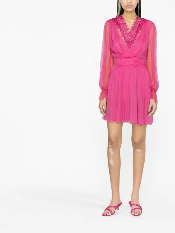 Alberta Ferretti Ramage Lace Silk Mini Dress