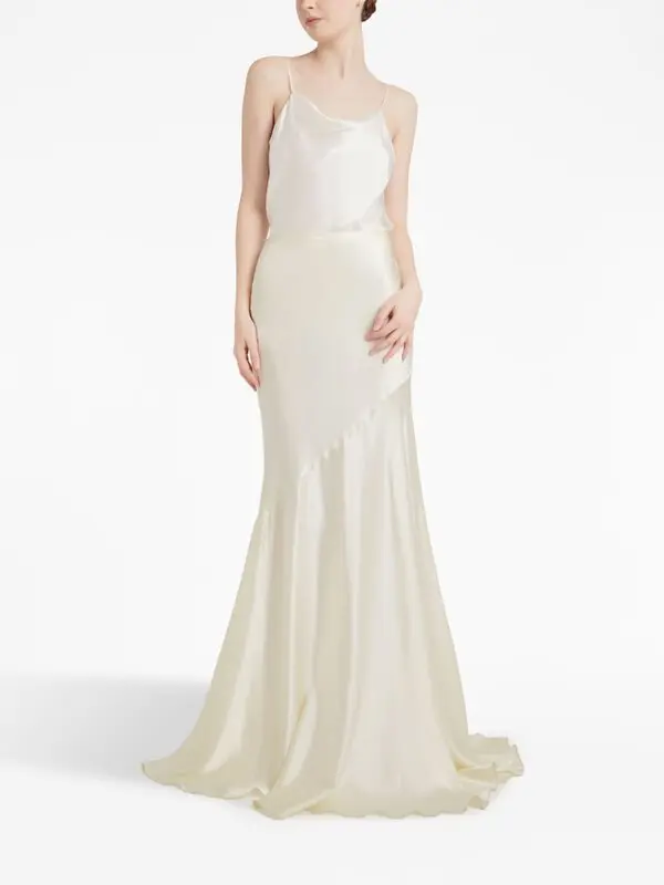 Cinq  Sept Asymmetric Pleated Gown Skirt - White | Editorialist