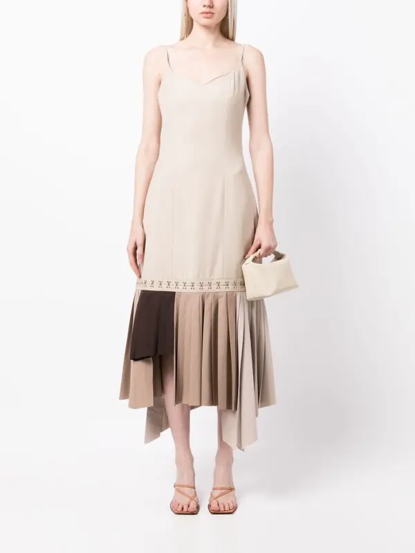 Rokh Sleeveless Pleated Midi Dress