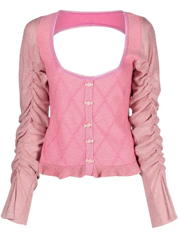 CORMIO Elena Draped-sleeve Cardigan - Pink