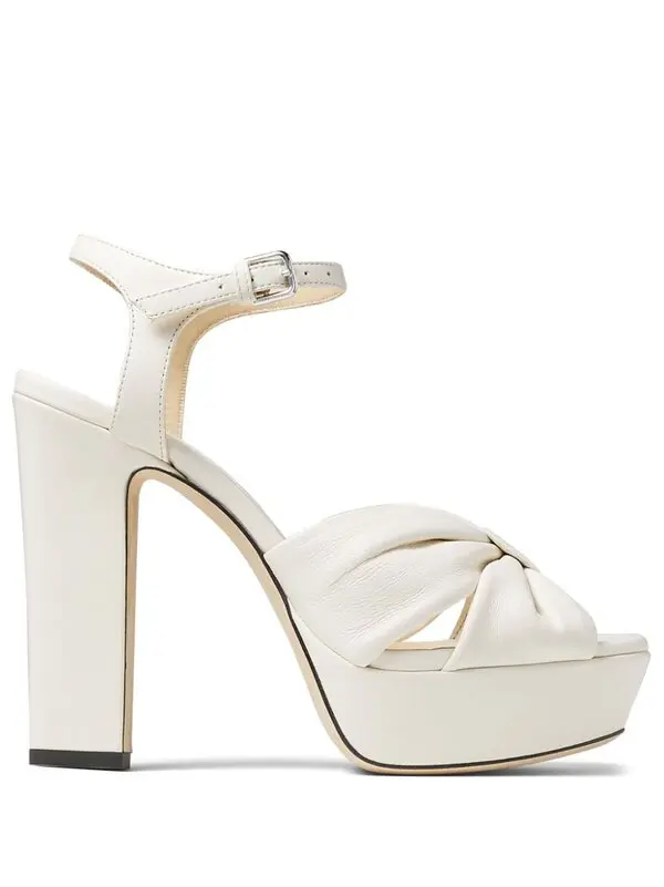 JIMMY CHOO Heloise 120mm Leather Sandals - White