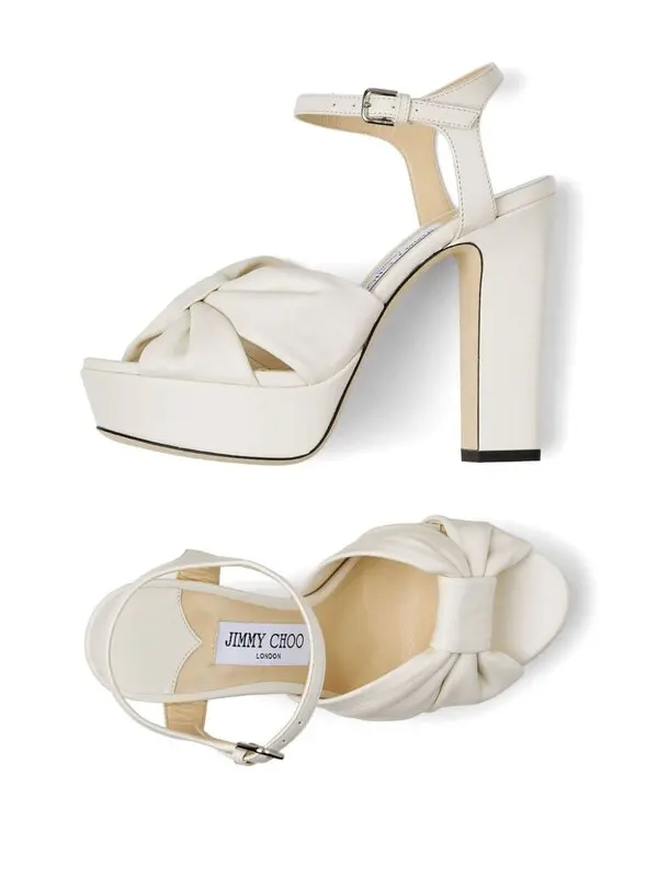 JIMMY CHOO Heloise 120mm Leather Sandals - White