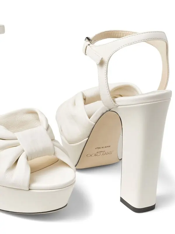 JIMMY CHOO Heloise 120mm Leather Sandals - White