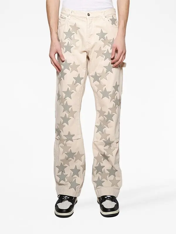 Amiri Star-print Straight-leg Trousers