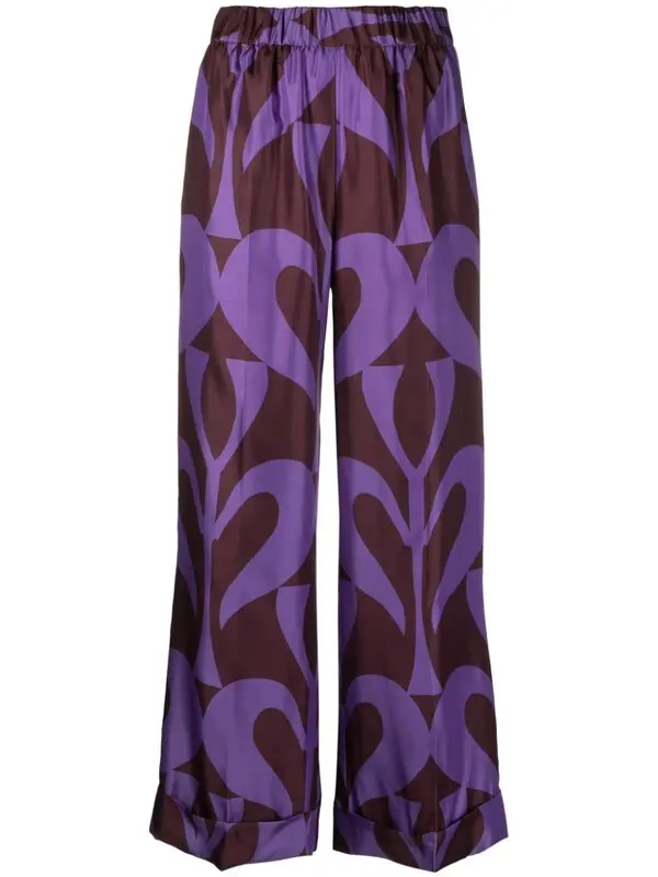 P.a.r.o.s.h Graphic-print High-waisted Trousers - Brown