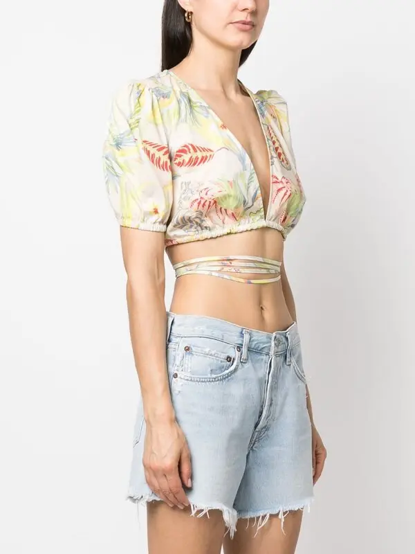 TWINSET Floral-print Cropped Top - Neutrals