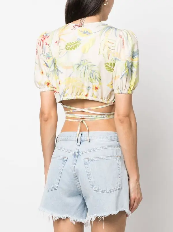 TWINSET Floral-print Cropped Top - Neutrals