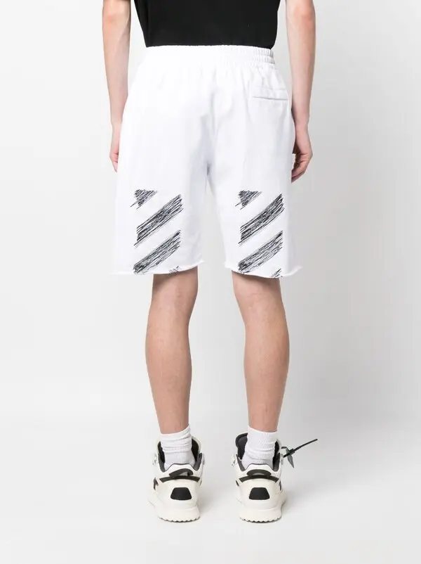 Off-White Scribble Diag Print Track Shorts - White