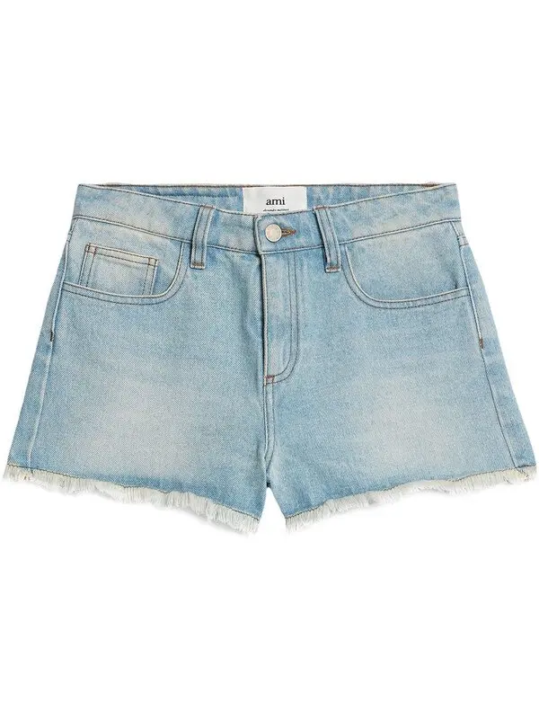 AMI Paris Raw-cut Denim Mini Shorts