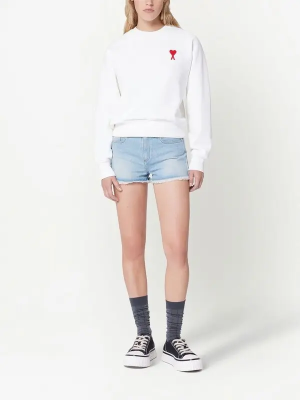 AMI Paris Raw-cut Denim Mini Shorts