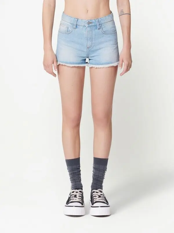 AMI Paris Raw-cut Denim Mini Shorts