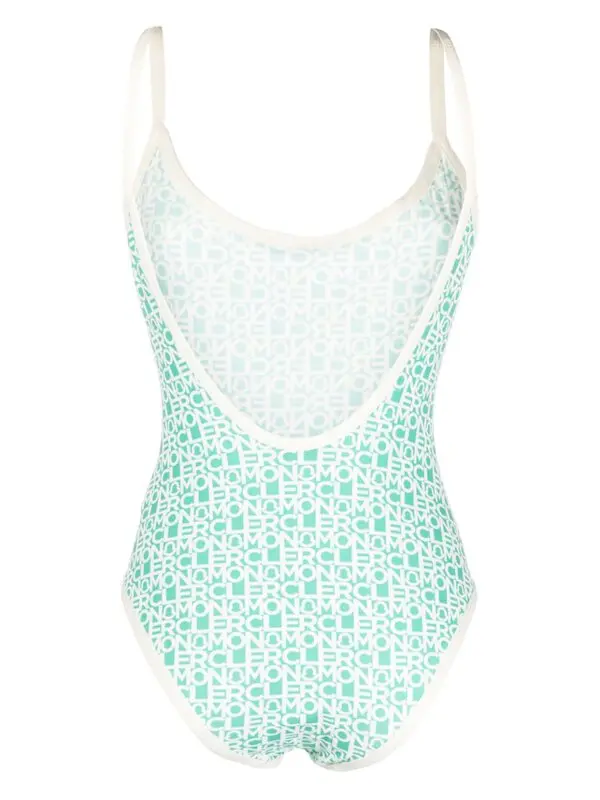 Moncler All-over Logo-print Swimsuit - Green