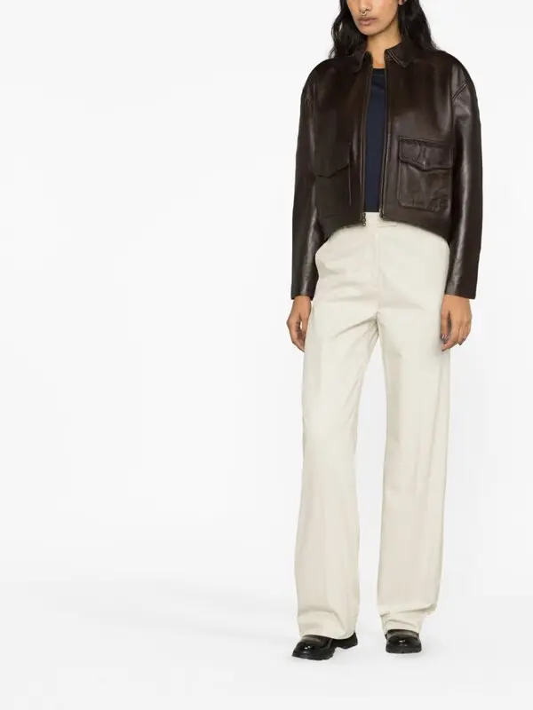 Ralph Lauren Zip-up Cropped Leather Jacket