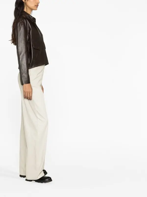 Ralph Lauren Zip-up Cropped Leather Jacket