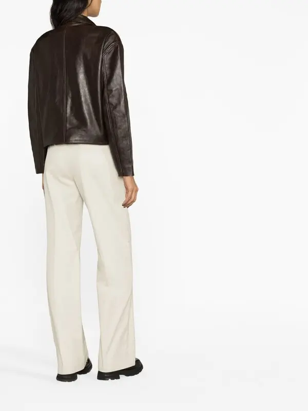 Ralph Lauren Zip-up Cropped Leather Jacket