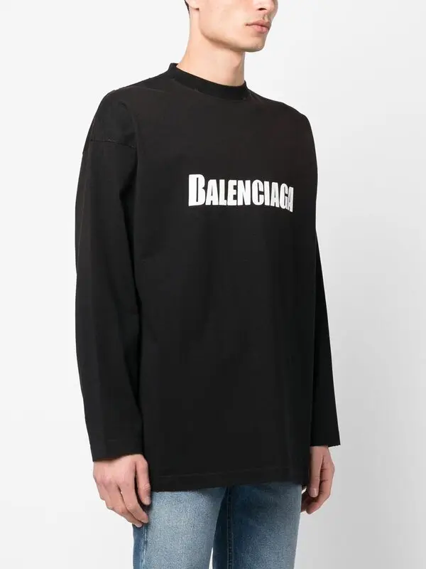Balenciaga Logo-Print Long-Sleeved T-Shirt In Black - 43% Off