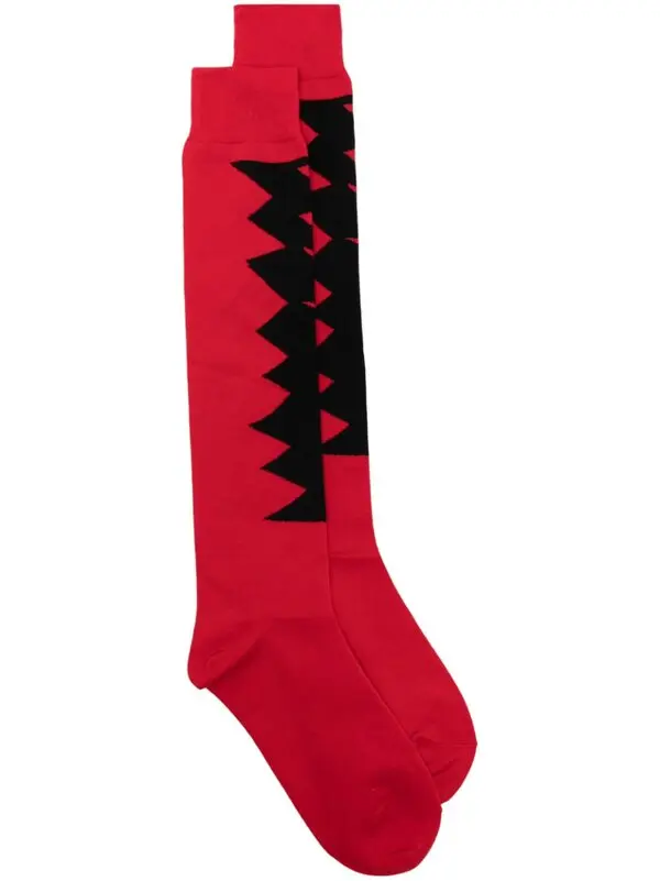 Comme Des Garçons Graphic-print Cotton Socks - Red