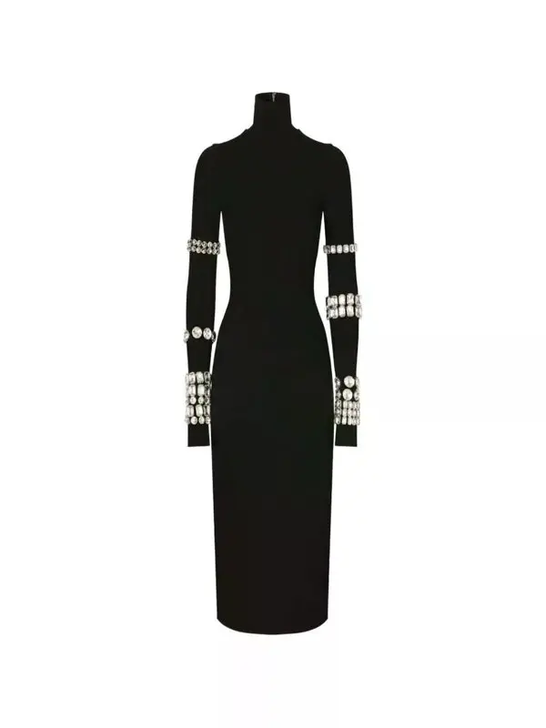 Dolce & Gabbana X Kim Kardashian Milano-rib Embellished Midi Dress - Black