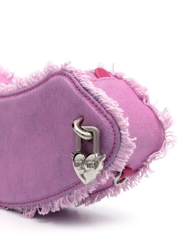 Gcds Medium Denim Shoulder Bag - Pink