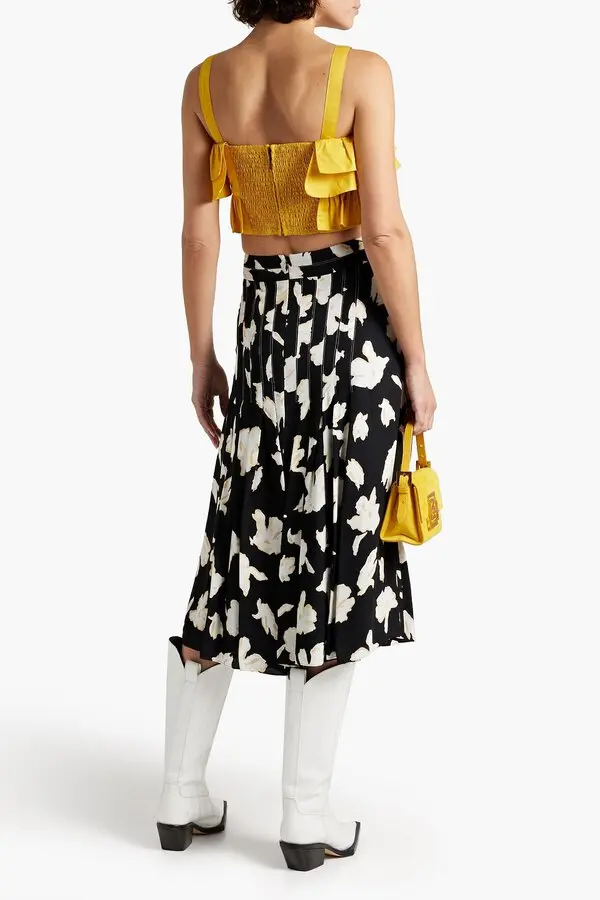 JASON WU Cropped Ruffled Cotton-poplin Top - Mustard