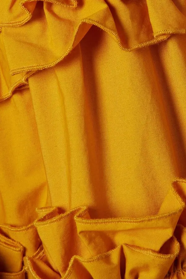 JASON WU Cropped Ruffled Cotton-poplin Top - Mustard
