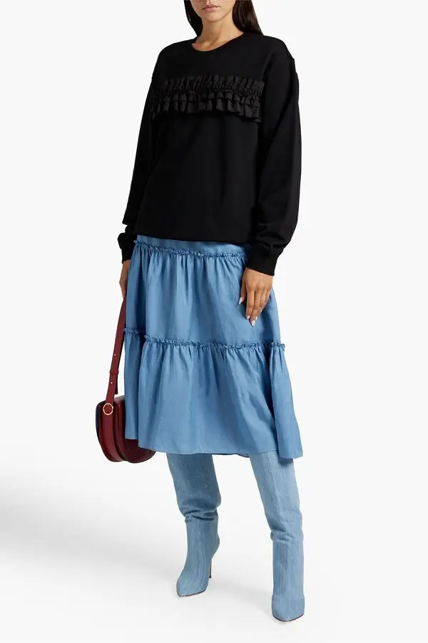 JASON WU Tiered Twill Midi Skirt
