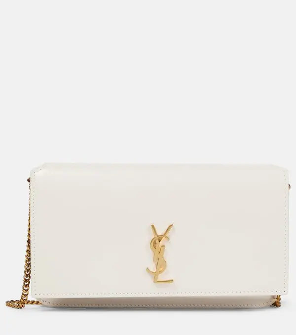 Saint Laurent Cassandre Leather Phone Pouch - White