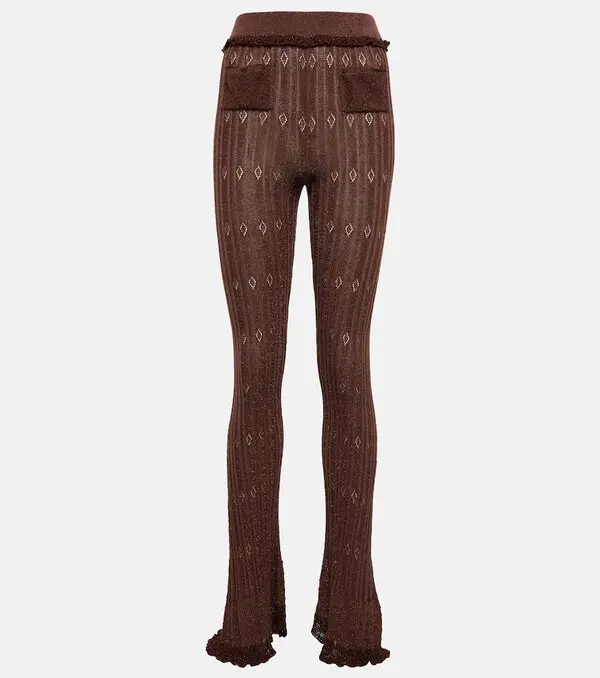 KNWLS Ribbed-knit High-rise Flared Leggings