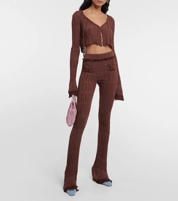 KNWLS Ribbed-knit High-rise Flared Leggings